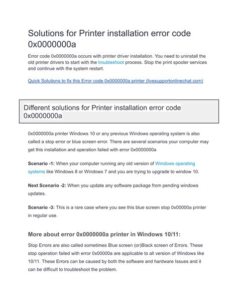 Ppt Solutions For Printer Installation Error Code 0x0000000a