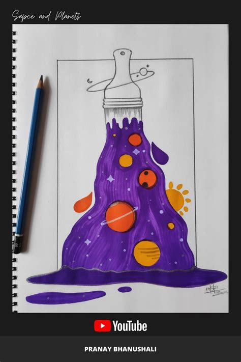 Space And Planets Brush Pen Illustration Easy Drawing Ideas