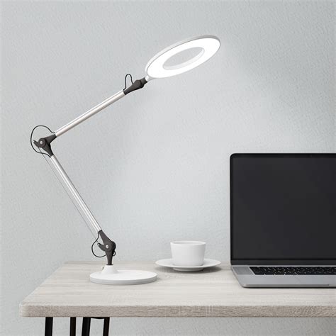Swing Arm Architect Desk Lamp LED Ring Light Stepless Dimming High