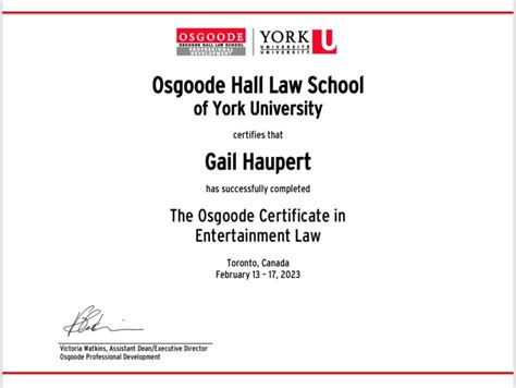 Gail Haupert On Linkedin I Had The Opportunity To Take The Legendary Osgoode Certificate In…