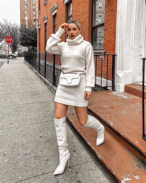 Winter Whites ️ Kerifay Loveguess White Boots Outfit White Knee