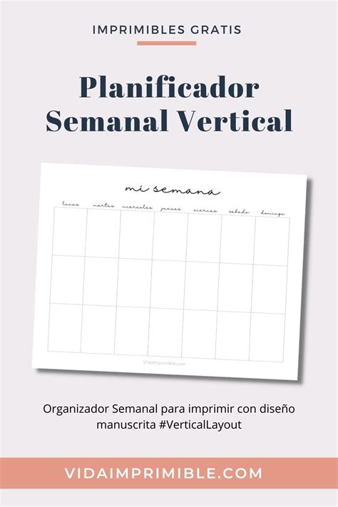 Planificador Semanal Simple Manuscrita Vida Imprimible