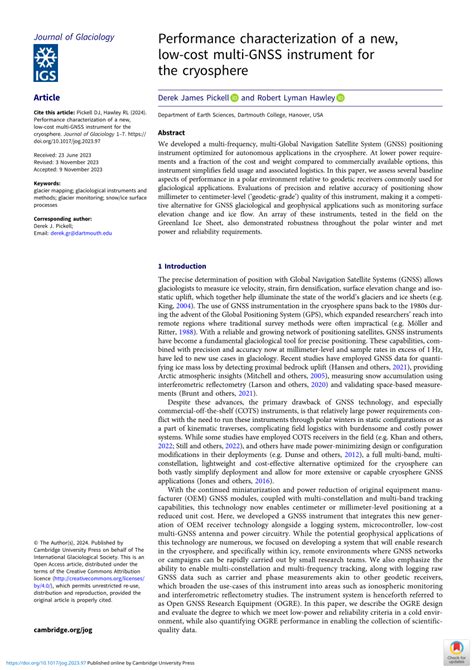 Pdf Performance Characterization Of A New Low Cost Multi Gnss Instrument For The Cryosphere