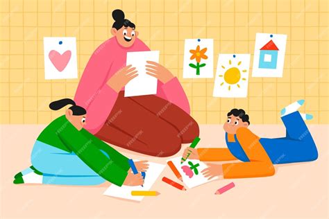 손으로 그린 가족 순간 그림 무료 벡터