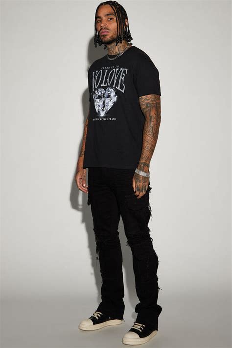 Shout Out Fray Stacked Skinny Flare Jeans Black Wash Fashion Nova