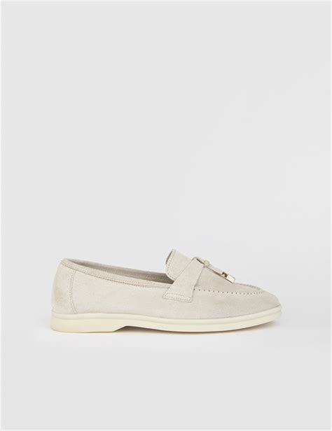 Araceli бежевые замшевые женские лоферы - İLVİ