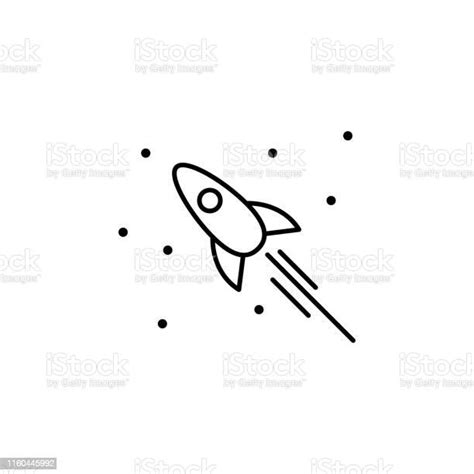 비행 로켓 공간 아이콘 간단한 얇은 선 공간의 개요 벡터 우주 Ui 및 Ux에 대한 우주 아이콘 웹 사이트 또는 모바일 응용 프로그램 개발에 대한 스톡 벡터 아트 및 기타