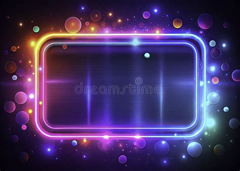 Dynamic Neon Rectangle Light Frame With Led Button Glow Laseretched