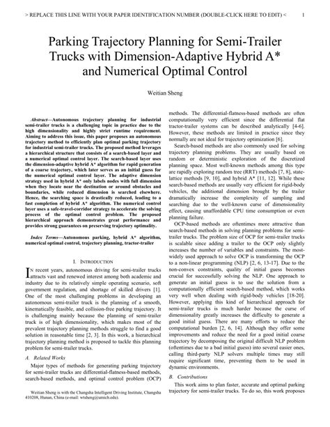 Pdf Parking Trajectory Planning For Semi Trailer Trucks With Dimension Adaptive Hybrid A And