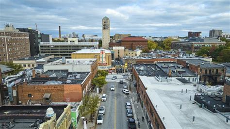 Aerial View Of Historic State Theatre And Art Deco Tower In Downtown