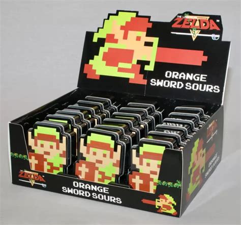 Sealed Box X18 The Legend Of Zelda Orange Sword Sours Candy Tin Link