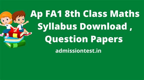 Ap Fa1 8th Class Maths Syllabus Download Question Papers 2022 23
