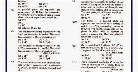 Phylab Educate Mcq On Capacitors And Capacitance