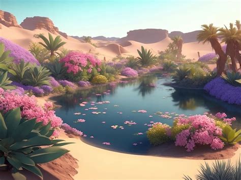 Premium AI Image Beautiful Oasis In Desert Generative AI Illustration