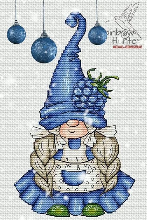 Gnome Girl Cross Stitch Pattern Blueberry Cross Stitch Modern Cross