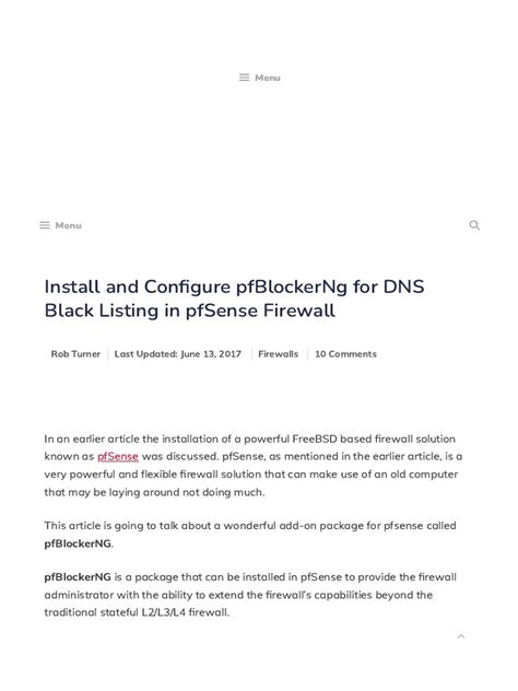 Install And Configure Pfblockerng For Dns Black Listing In Pfsense Firewall Pdf Domain Name