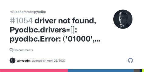Driver Not Found Pyodbcdrivers Pyodbcerror 01000 01000