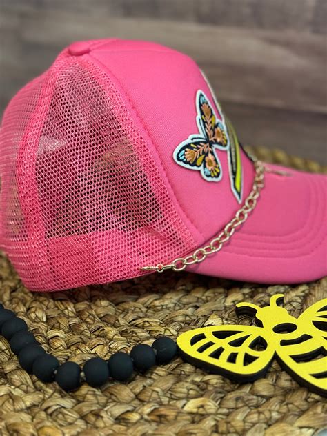 Pink Trucker Hat Iron Patch Women Trucker Hat Ready To Ship Ts Of Her Lighting Bolt