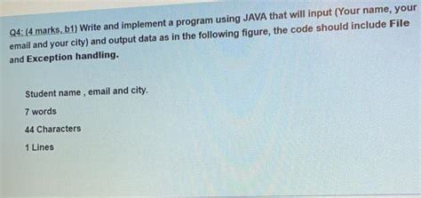 Solved Write And Implement A Program Using Java That Will