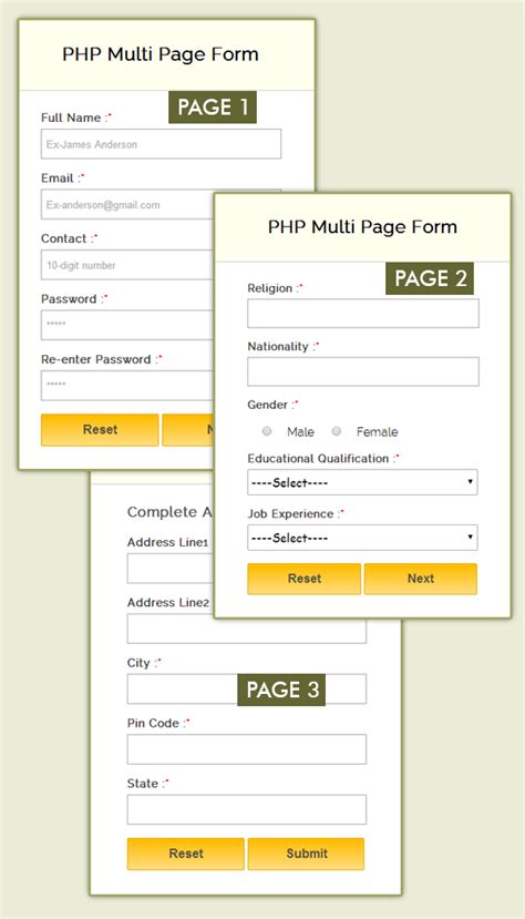 Php Multi Page Form Formget