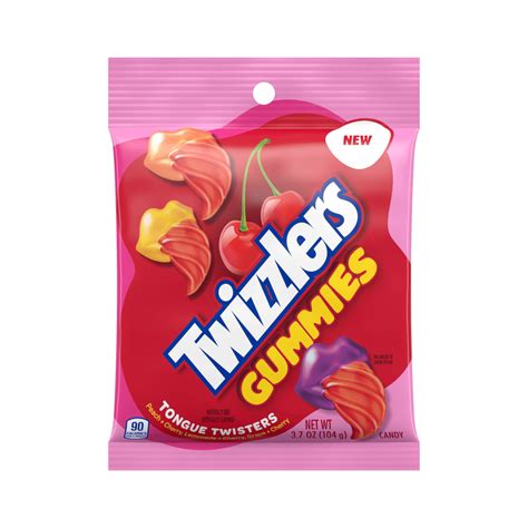 Twizzlers Gummies Fruit Flavored Tongue Twisters Candy Peg Bag 37 Oz