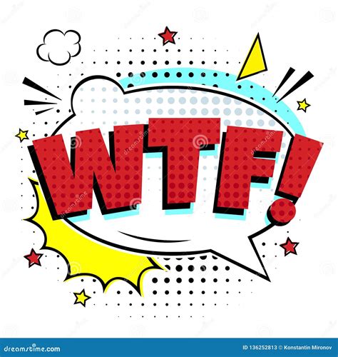Comic Lettering WTF In The Speech Bubble Comic Style Flat Design