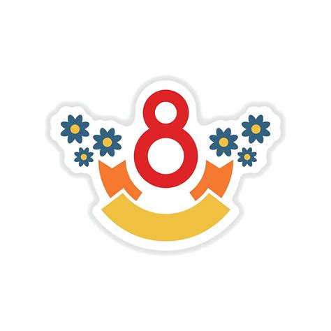 흰색 배경 여성의 날 벡터에 종이 스티커 Eps Ai Uidownload