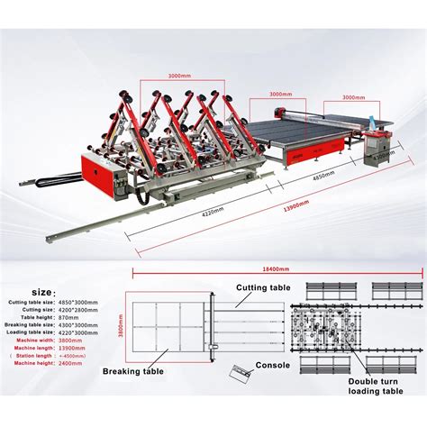 42002800 Huahil Automatic Cnc Glass Loading Cutting Breaking Line