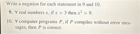 Solved Write A Negation For Each Statement In 9 ﻿and