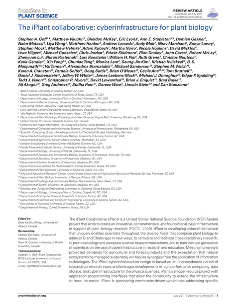 Pdf The Iplant Collaborative Cyberinfrastructure For Plant Biology