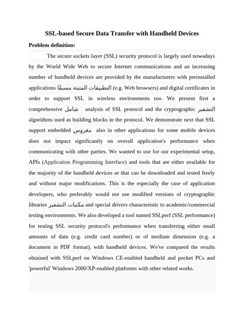 Ssl Based Secure Data Transfer With Handheld Devices Pdf Transport