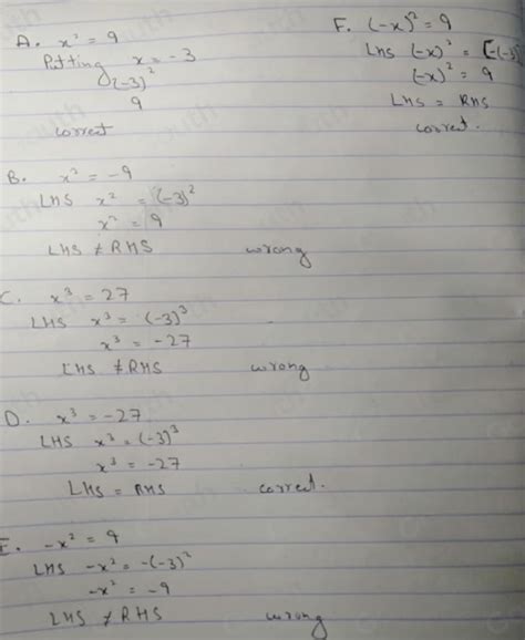 Solved Select All Equations For Which 3 Is A Solution A X 2 9 B X 2 9 C X 3 27 D X 3 27