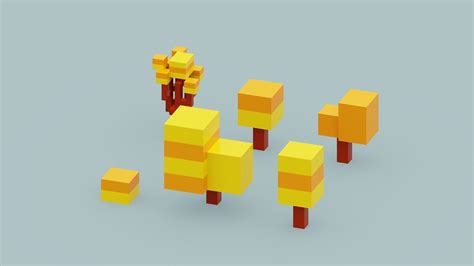 3d Model Simple 3d Tree Set Vr Ar Low Poly Cgtrader