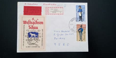 DDR 1986 Mi 2998 3000 Auf R Brief Mit Block SST SHST 168 Urzeitviech