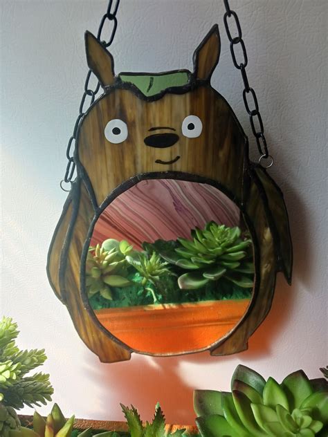 Stained Glass Chibi Mirror Window Art Anime Cartoon Style Decor