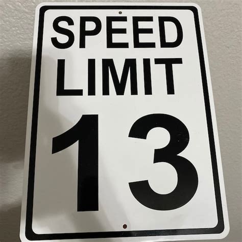 Speed Limit 13 Metal Street Traffic Sign New 13mph 13th Birthday Party