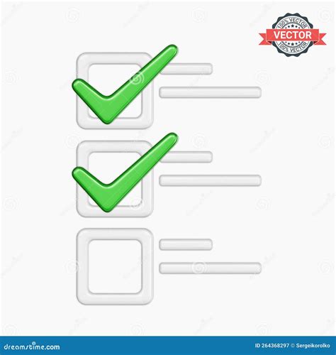 Checklist With Green Ticks Or Check Marks Stock Vector Illustration