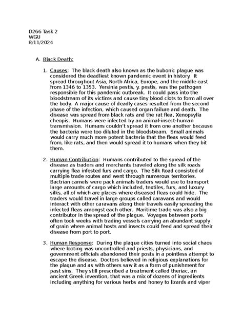 D266 Task 2 D266 Task 2 Passed D266 Task 2 Wgu 811 A Black Death