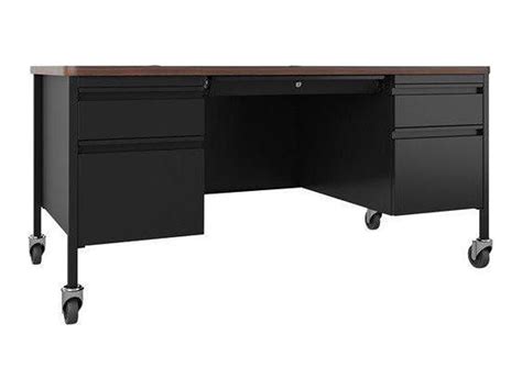 Lorell Desk Double Pedestal Mobile 60x30x29 12 Walnutbk