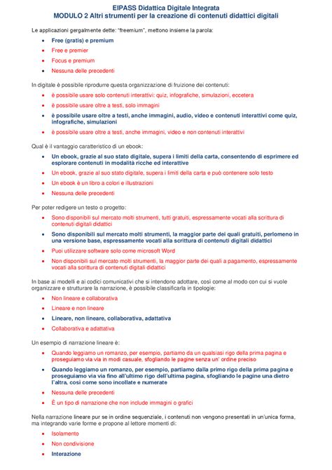 Eipass Didattica Digitale Integrata Modulo 2 Prove Desame Di