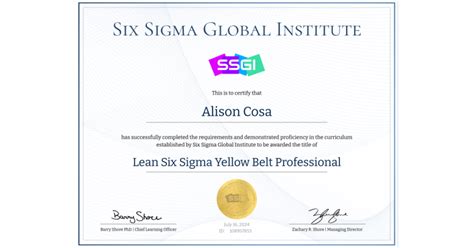 Alison Cosa On Linkedin Lean Six Sigma Yellow Belt Certification