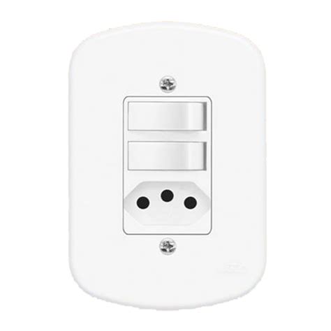 Conjunto De Interruptor Simples E Tomada 10A Branco Blanc Fame Leroy Merlin