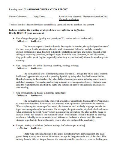 18 Classroom Observation Report Examples To Download
