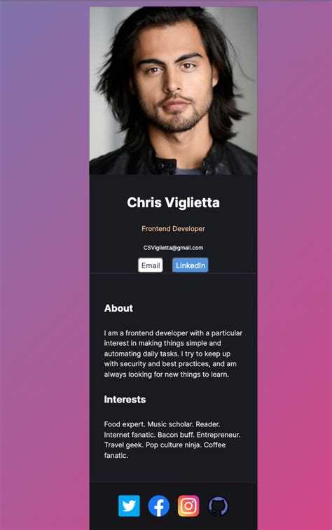 GitHub ChrisVee React Business Card