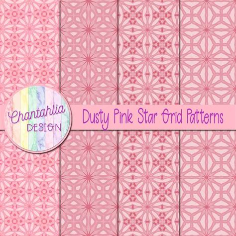 Dusty Pink Star Grid Patterns