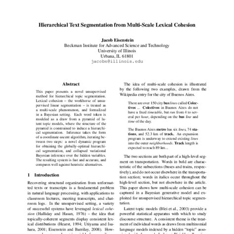 Hierarchical Text Segmentation From Multi Scale Lexical Cohesion Acl