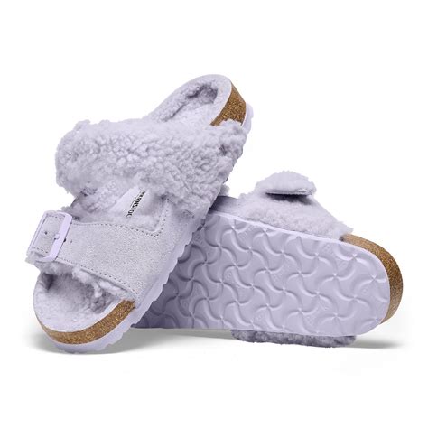 Arizona Teddy Split Suede Leather Shearling Purple Fog Birkenstock