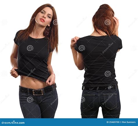 Femelle Sexy Utilisant La Chemise Noire Blanc Photo Stock Image Du
