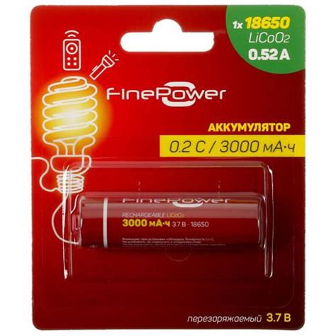 Аккумулятор FinePower 18650 3000 мА*ч - купить с доставкой по выгодным ...