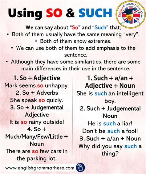 Using SO And SUCH Examples Sentences English Grammar Here English
